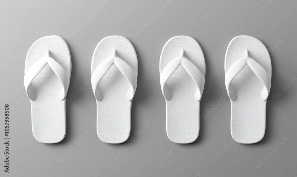 Realistic 3D vector illustration of white blank flip flop set, suitable ...