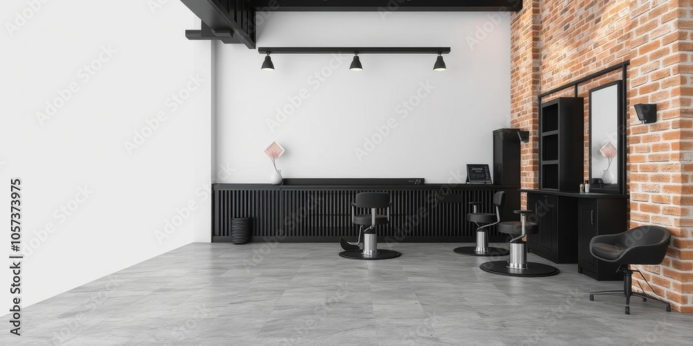 Modern loft design barber shop featuring black metal slat walls ...
