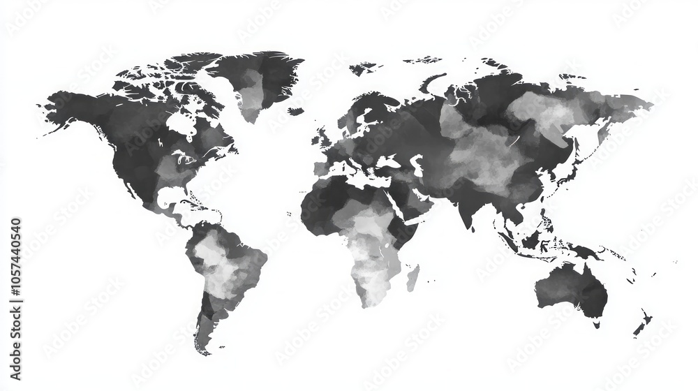 World map Grayscale,isolated on white background for website layouts ...