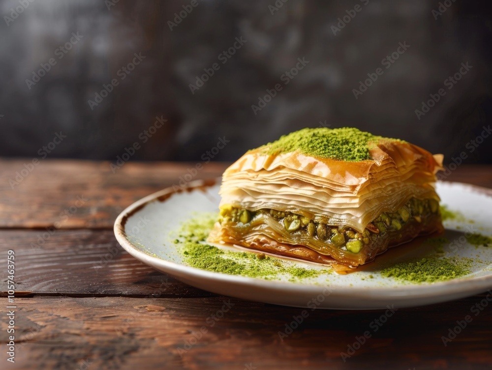 Turkish baklava, traditional oriental sweet. with nuts, honey, puff ...