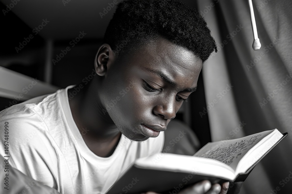 An inmate reading a letter on the edge of a prison bed, showing a ...
