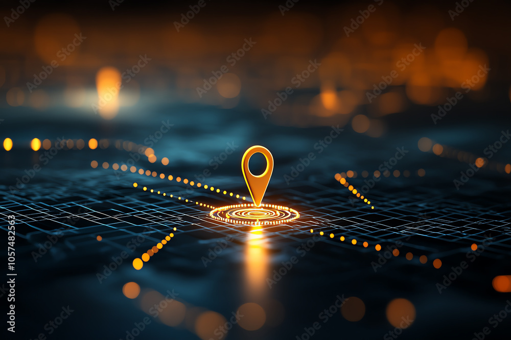 Interactive map with region highlighted, location icon and directional ...