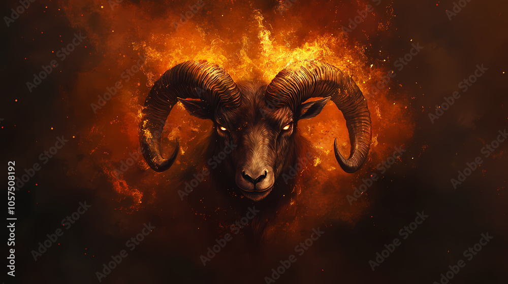 Demon ram portrait baphomet goat lucifer horned devil belzebu fiery ...