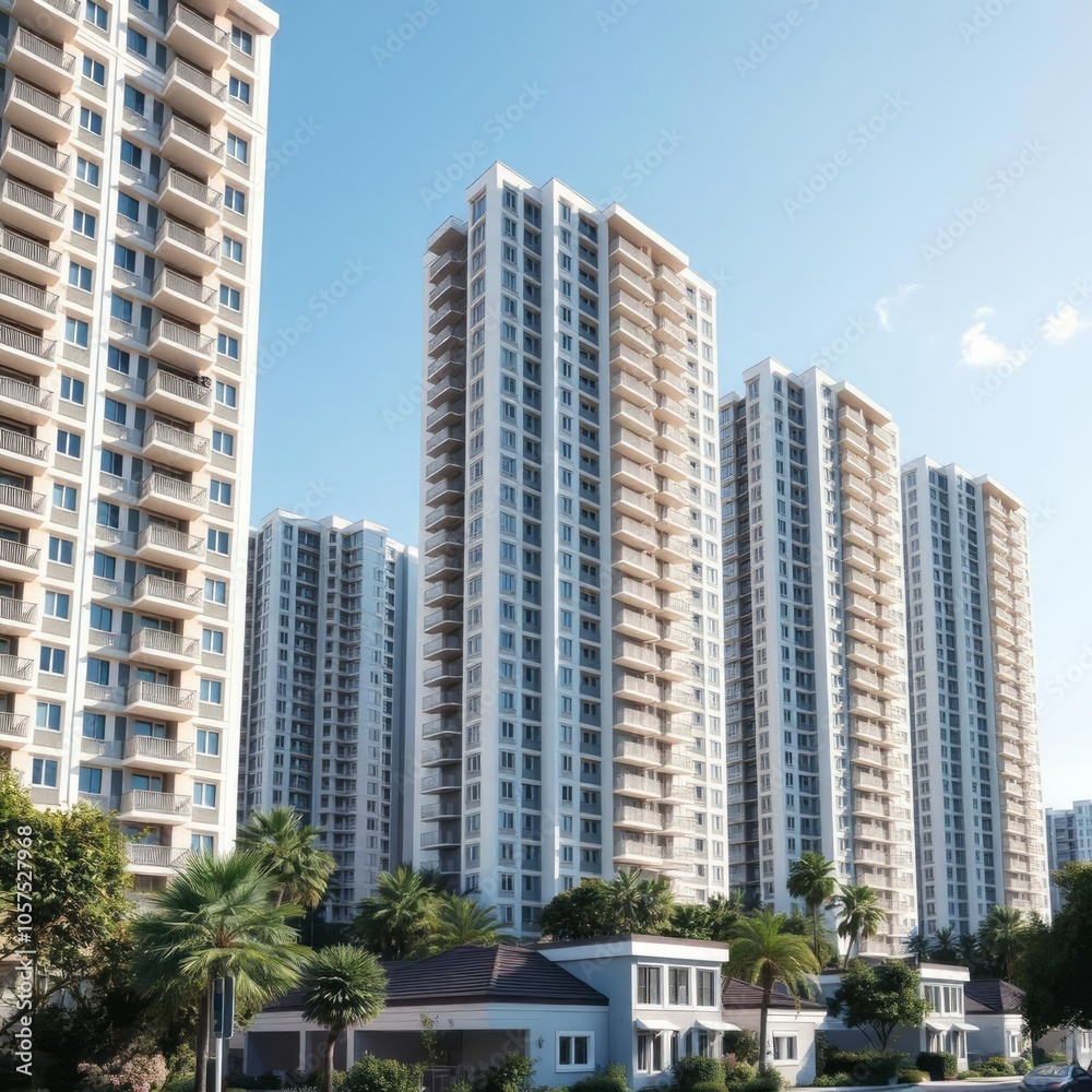 Low-rise houses mixed-use urban multi-family residential district area ...