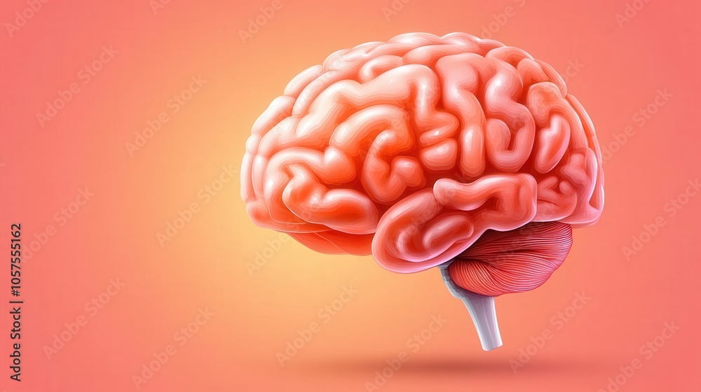 Colorful cartoon illustration of a brain, featuring exaggerated details ...