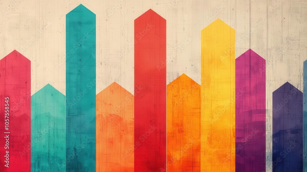 Colorful abstract bar graph design on textured background for data ...