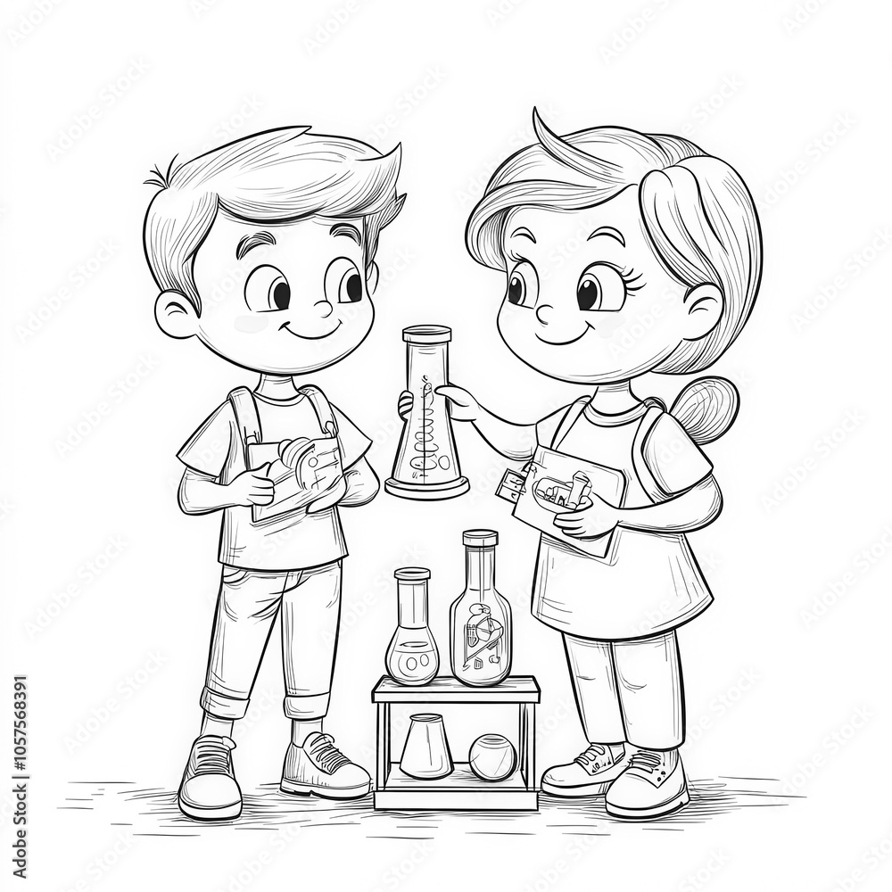 A fun day at a science museum with exhibits, coloring page for kids ...