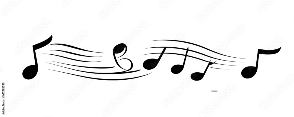 The wave of music notes, curves of music signs, waveline symbols for ...