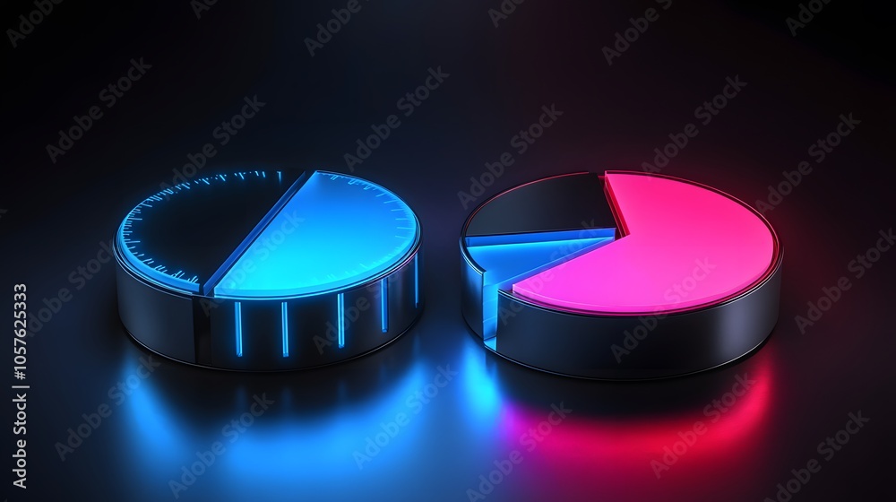 Cute isometric 3D image of 3D pie chart and bar chart in realistic ...