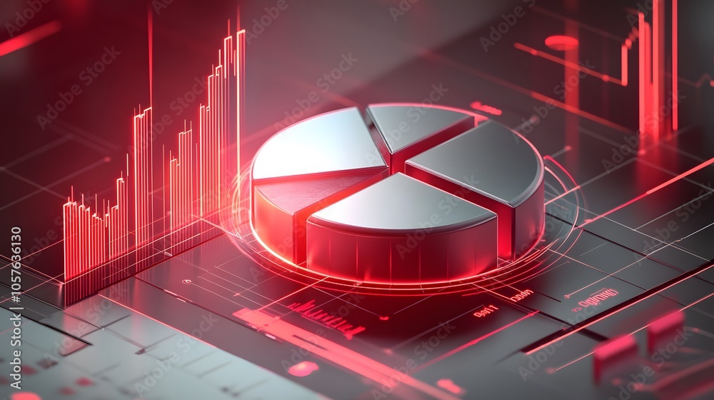 Cute isometric 3D image of 3D pie chart and bar chart in realistic ...