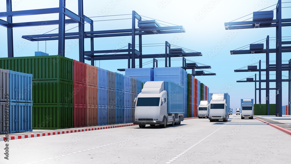 Container terminals in port and container shipping,large cargo port ...