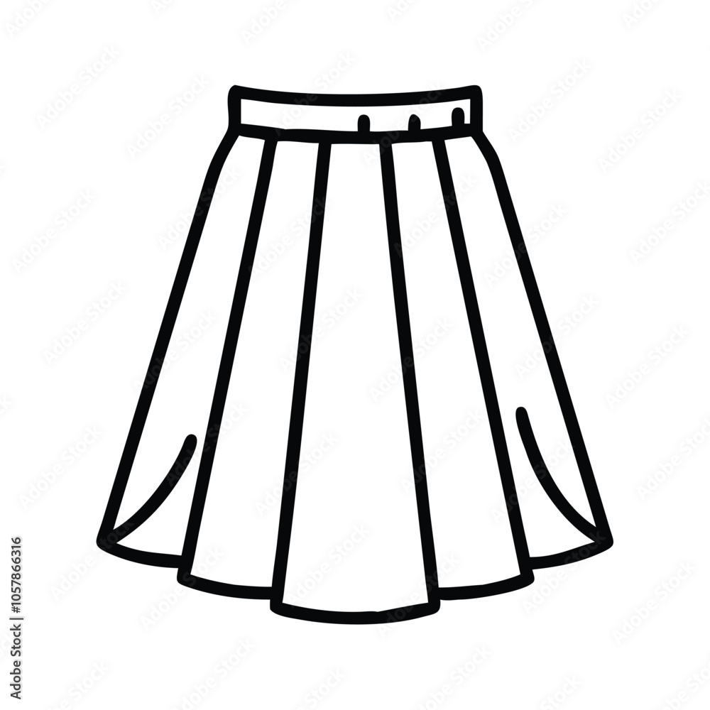 Pleated Skirt Outline Icon- Vector illustration of a pleated skirt in ...