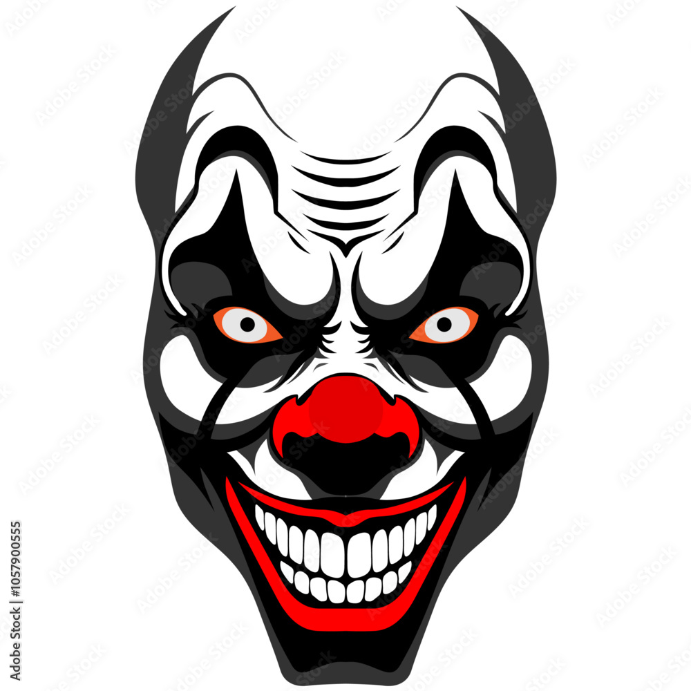 Psycho killer clown mask evil clown face with red nose and lips ...