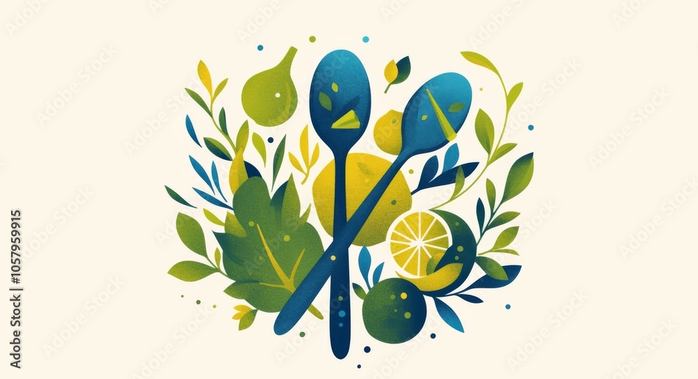 logo design for a food company featuring a green and blue color scheme ...