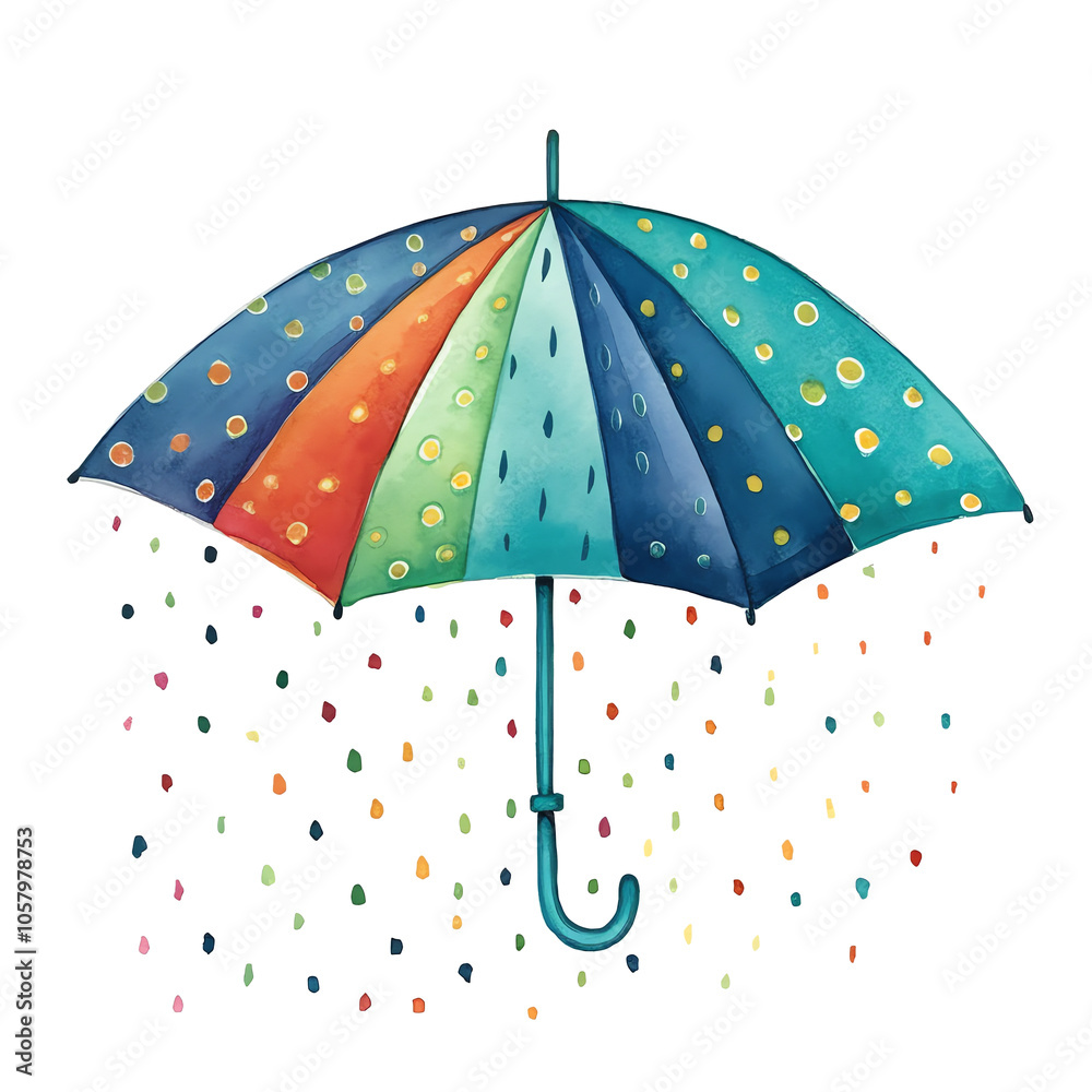 Umbrella clipart, colorful watercolor illustration on transparent ...