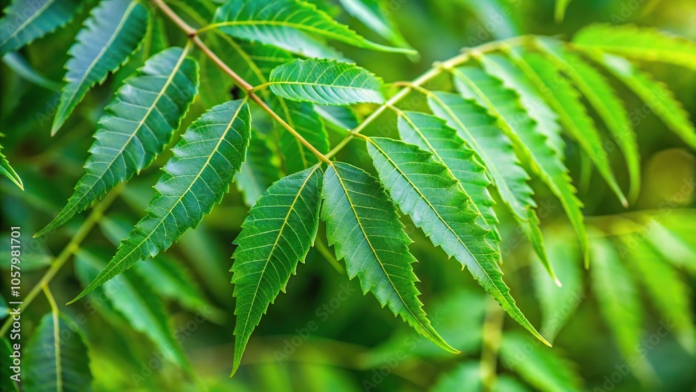 medicinal neem leaves with natural background Stock Illustration ...