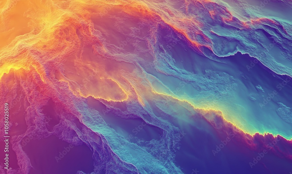 Dynamic heatmap of a river delta, showing temperature gradients in the ...