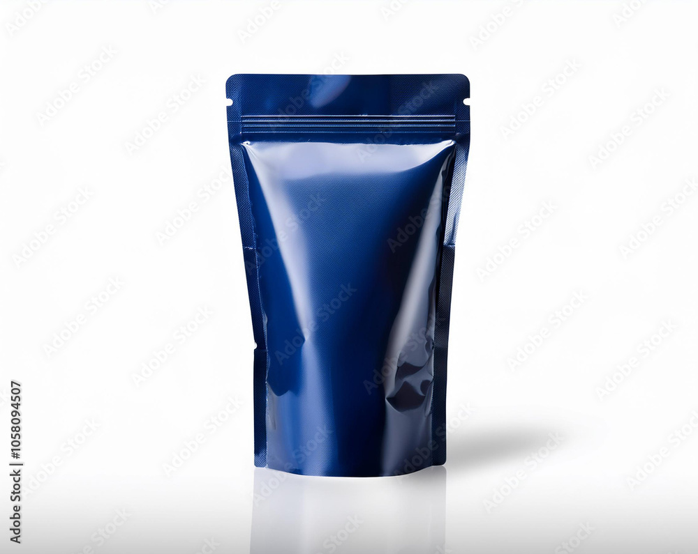 Navy blue color pouch packaging mockup Isolated, Flexible stand-up ...