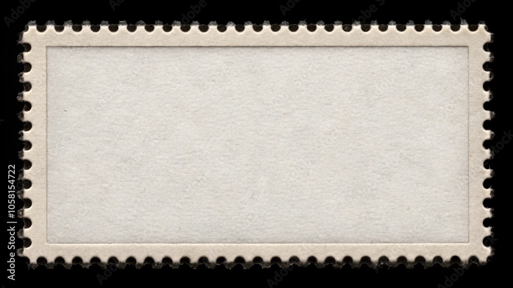 Blank postage stamp with no design or markings, isolated on a black ...