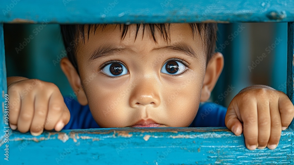 Yearning for Knowledge: Child Looking Through School Window, Lost ...