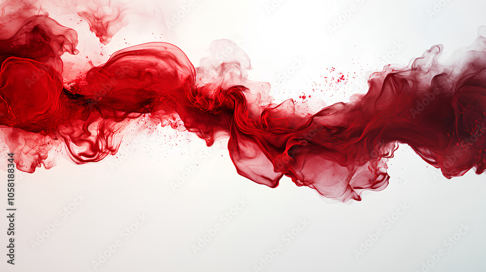 Red blood or paint flowing down on white background. murder and horror ...