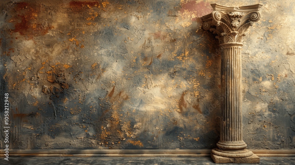 ancient roman and greek grunge background with aged plaster walls ...