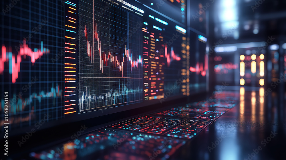 Dynamic stock exchange chart paired with business analysis diagram for ...