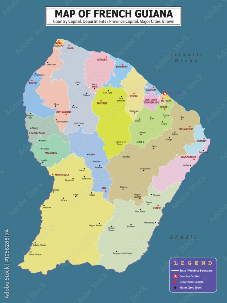 American Countries Geography Political map. Political map of country ...