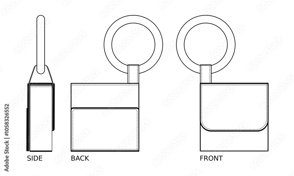 Mini handbag technical fashion illustration. Mini Bag fashion flat ...