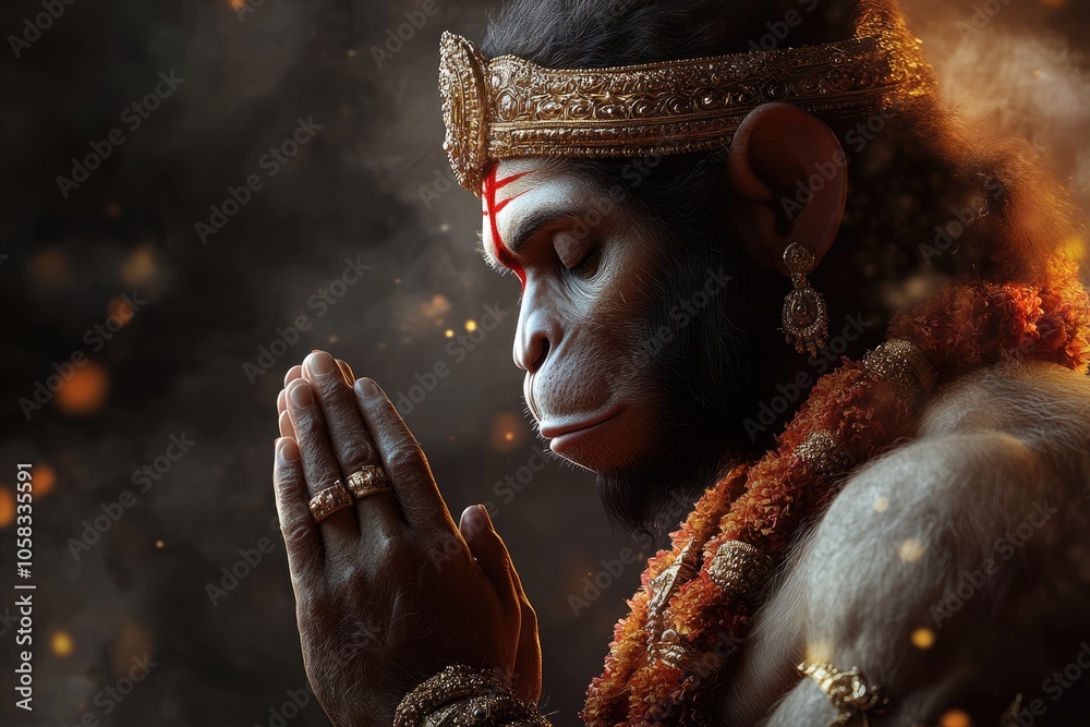 Divine figure: Hanuman, son of Vayu, central character in Ramayana ...