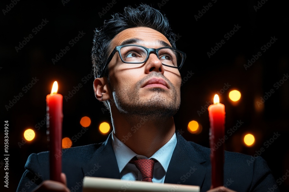 Gothic-inspired courtroom with dim candlelight and a darkly dressed ...
