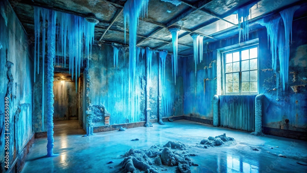 Mysterious blue slime covering the walls of an abandoned laboratory ...