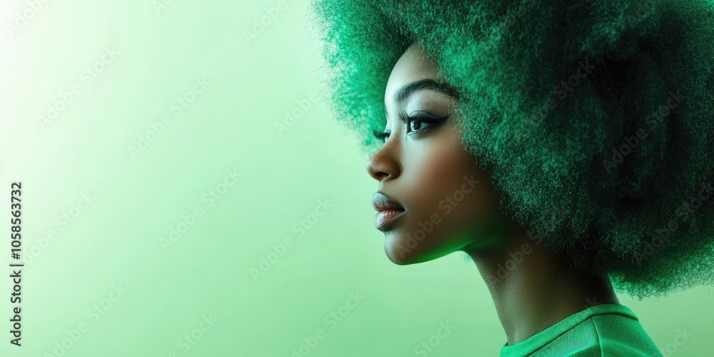 Green Afro Puff Hairstyle set against a light backdrop showcases a ...