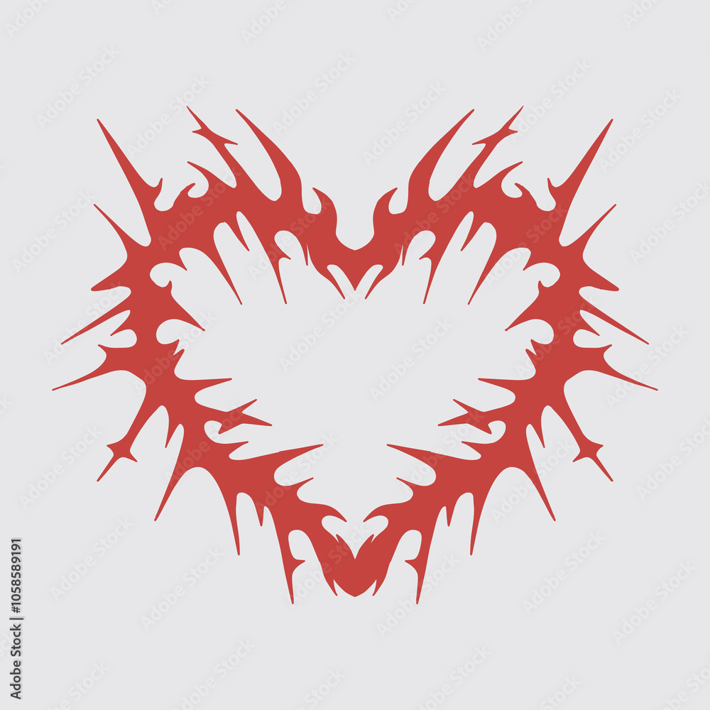 Heart shape cyber sigilsm tattoo neo tribal vector streetwear element ...