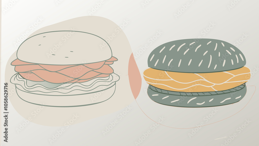 Illustration Stock SidebySide Comparison A splitscreen design showing a ...