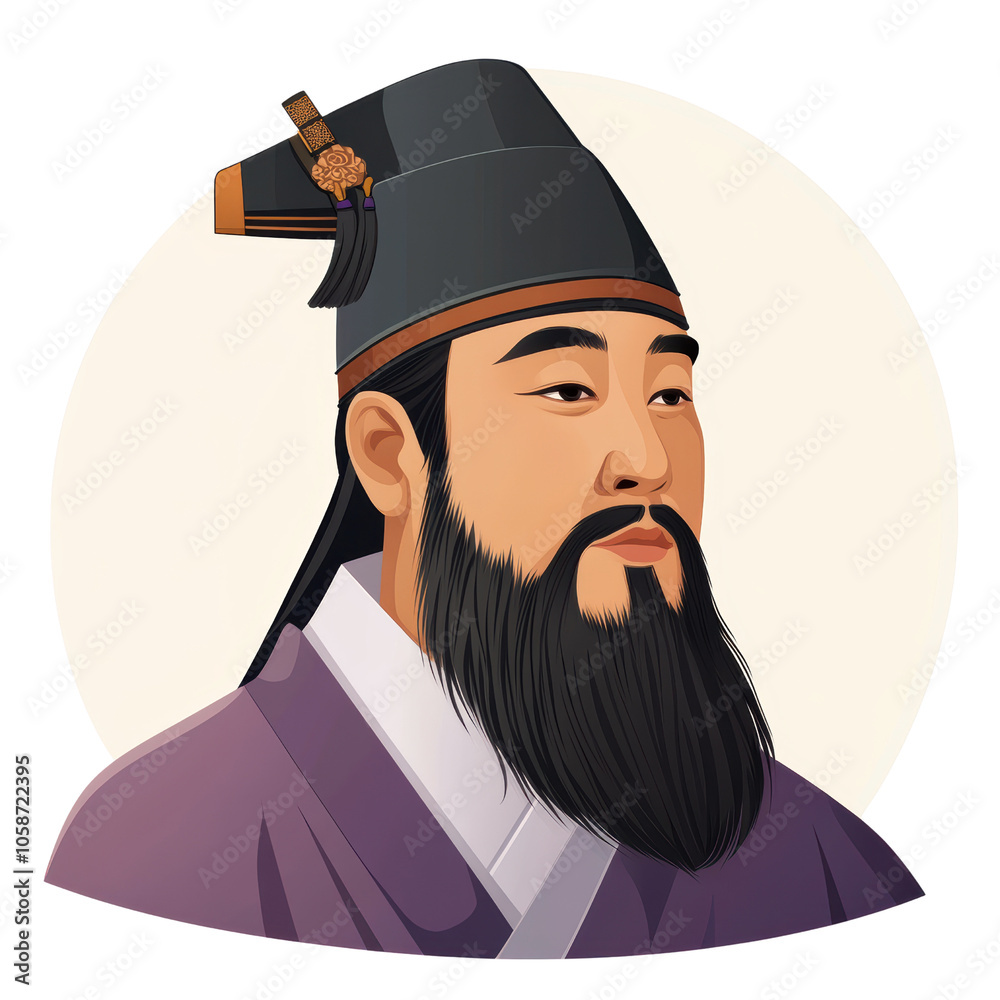Confucius Portrait: A dignified illustration of the renowned ...