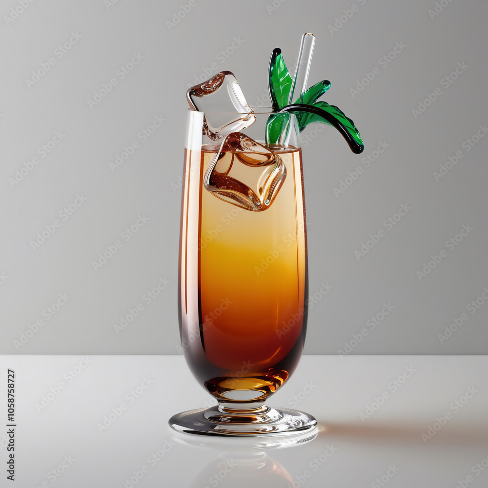 Elegant Glass Sculpture of Switchel with Mint Garnish and Sparkling ...