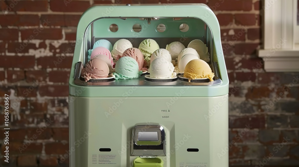 Retro Chrome Ice Cream Machine with Creamy Scoop Cascade - Sunny ...
