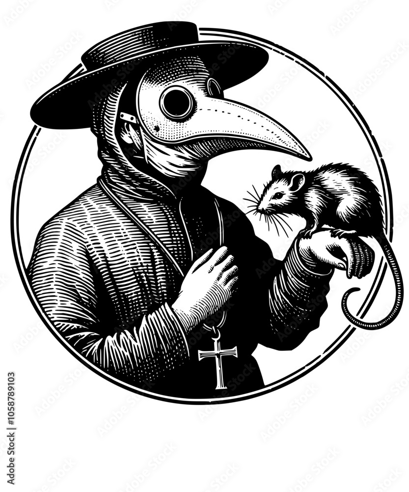 Plague Doctor with Rat Stock Vector | Adobe Stock