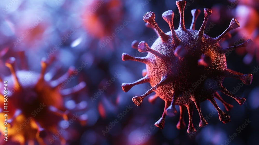 Microscopic depiction of SARS CoV 2 virus within a cell 3D illustration ...