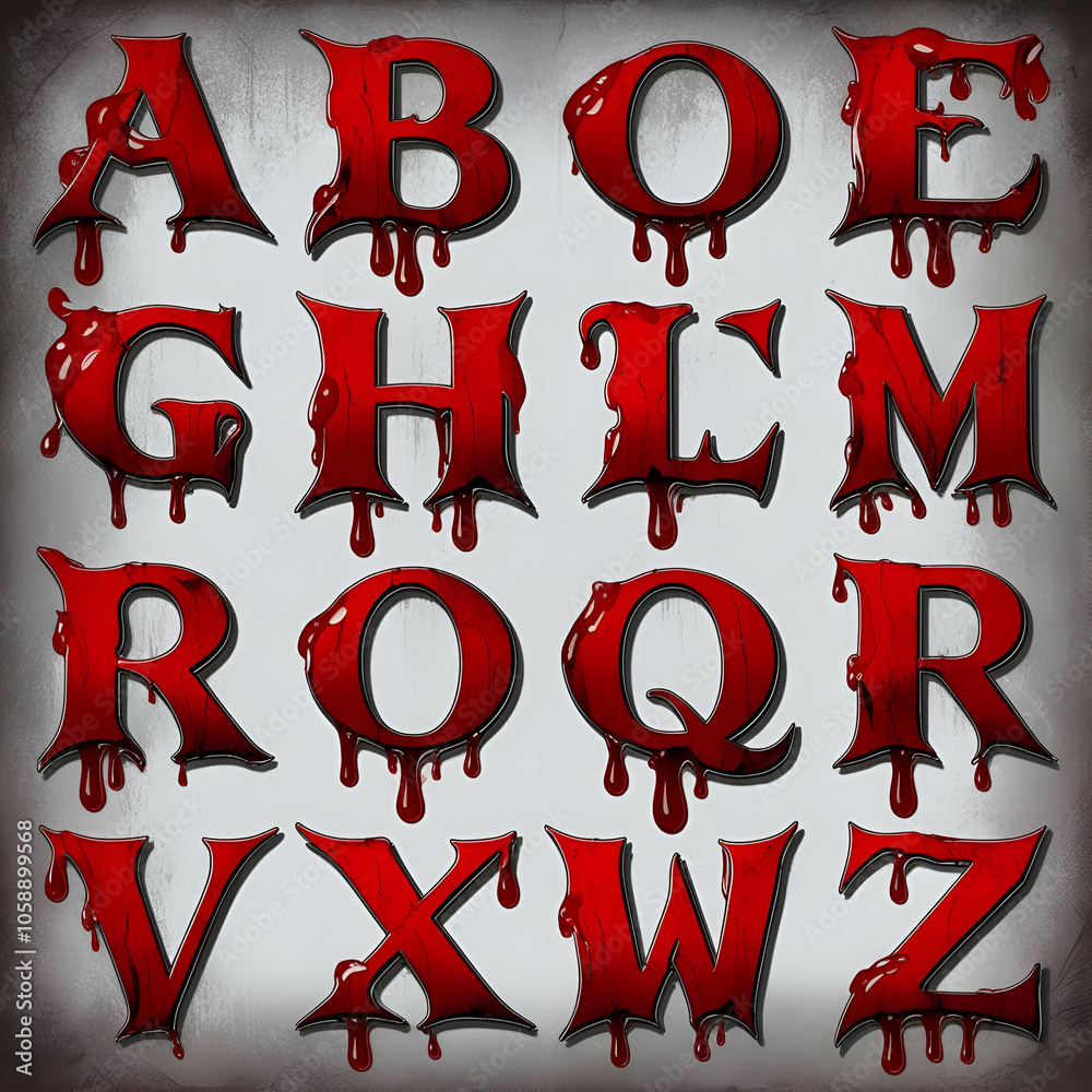 Blood font lettering. Alphabets dripping red liquid text effect for ...