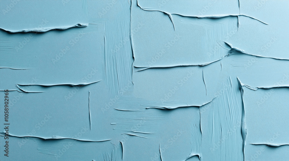Textured blue surface with layered strokes of thick paint creating a ...