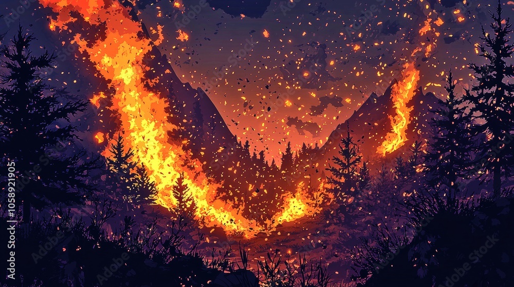 Stock-Illustration „Intense Bonfire Sprite Sheet Depicting Leaping ...