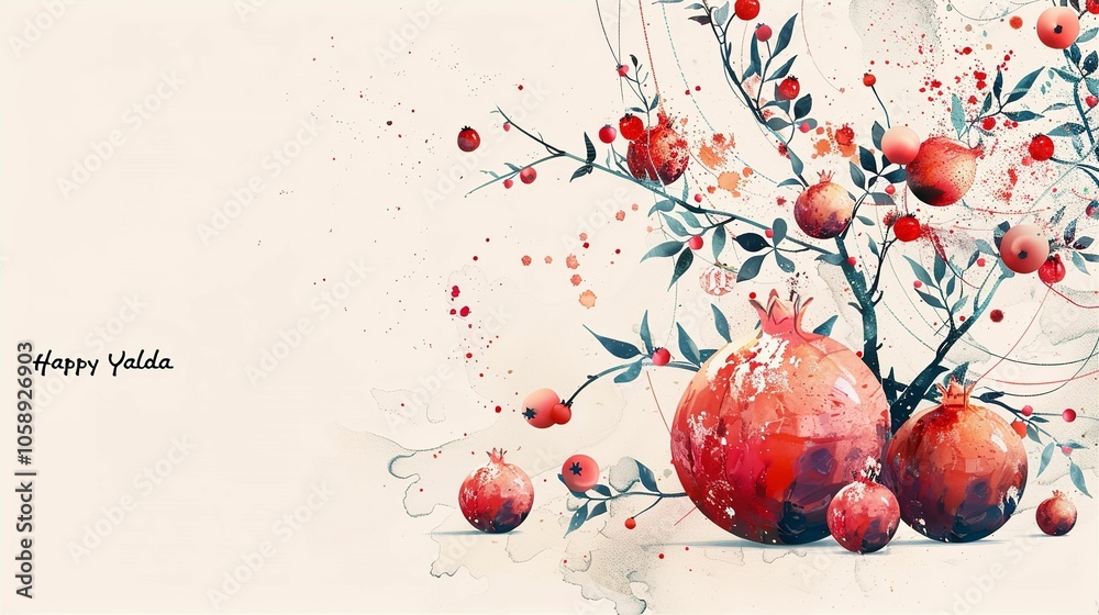 Happy Yalda night horizontal banner template with symbols holiday ...