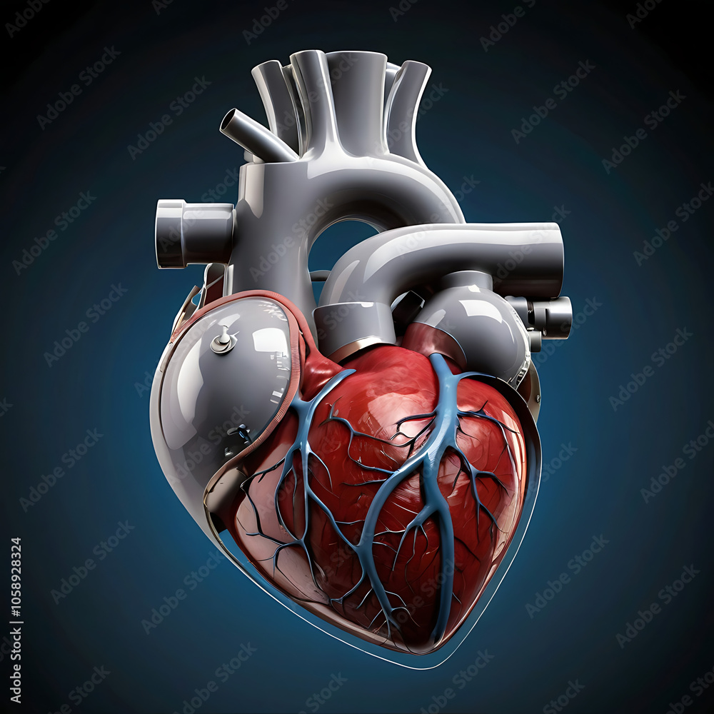 Human Heart Anatomy, A detailed 3D model of the human heart, showcasing ...