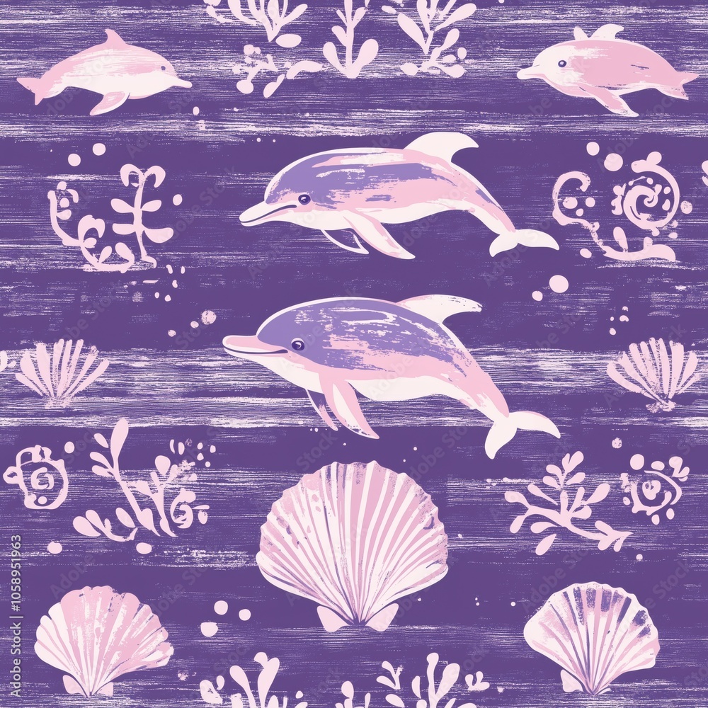 Seamless pattern with animal in sea ..using gentle gray gradients to ...
