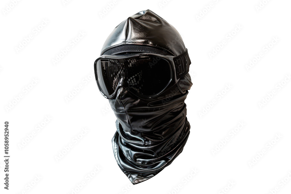 Black balaclava and goggles isolated on transparent background Stock ...