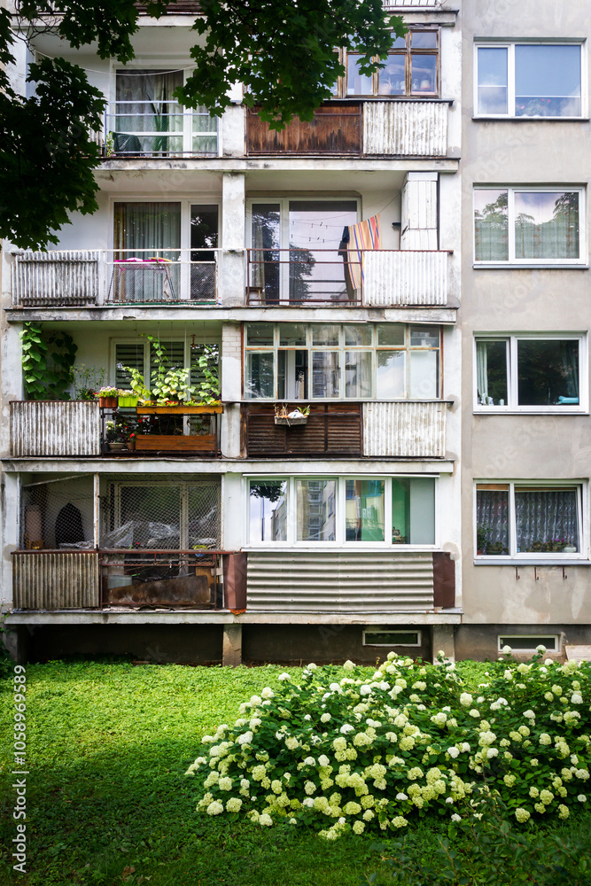 Soviet era architecture style of living district in Vilnius, Lithuania ...