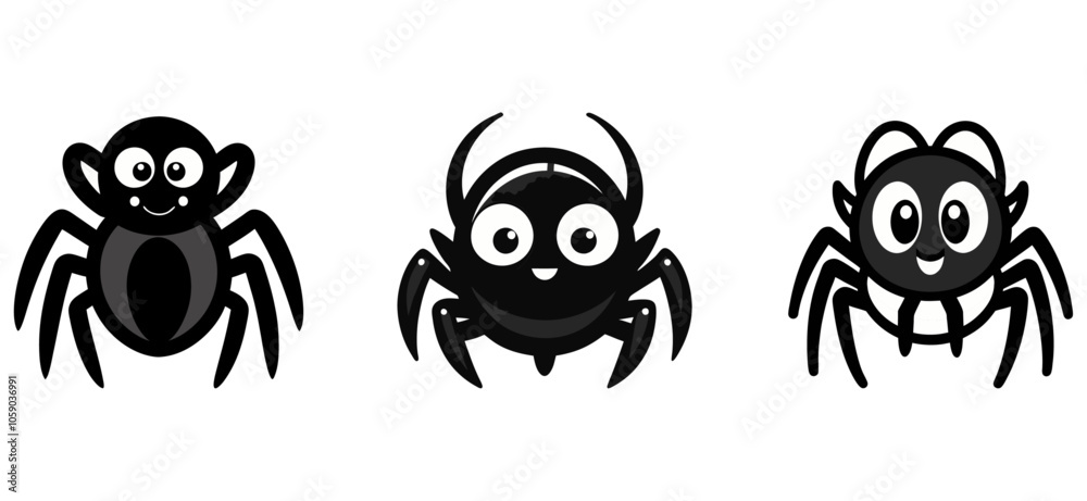 Set of cute cartoon spiders with different facial expressions isolated ...