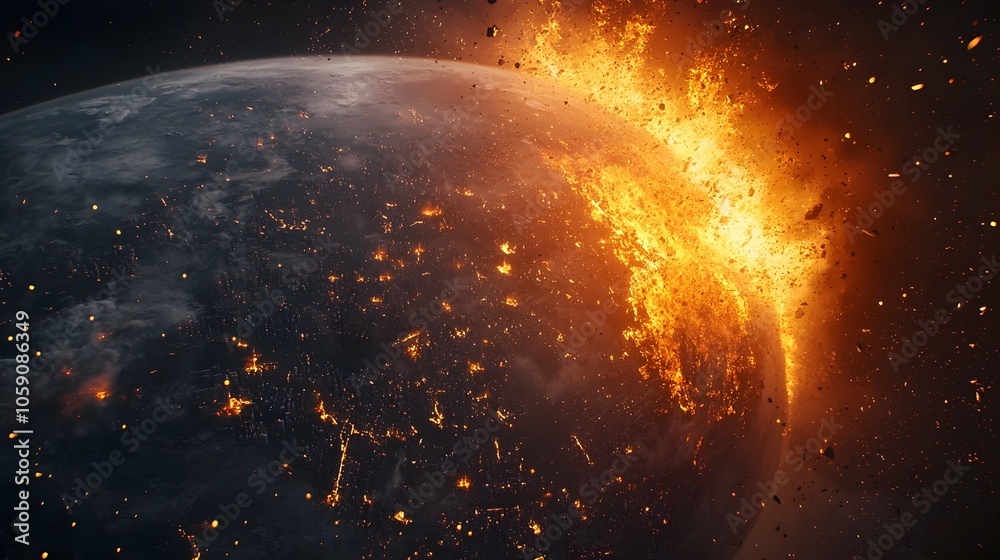 The Earth Splitting Open in a Fiery Rift Swallowing Cities as Volcanic ...